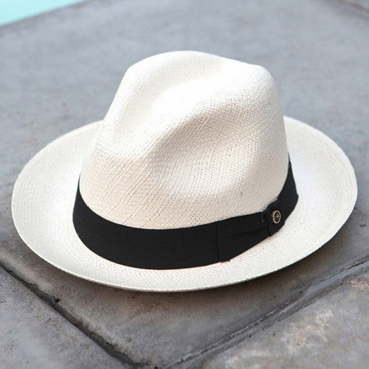Austral Hats | White Panama Hat with Black Bow Band | Hats Unlimited