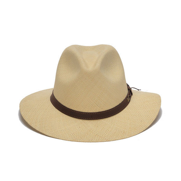 Austral Hats | Beige Wide Brim Panama Hat with Brown Band | Hats Unlimited