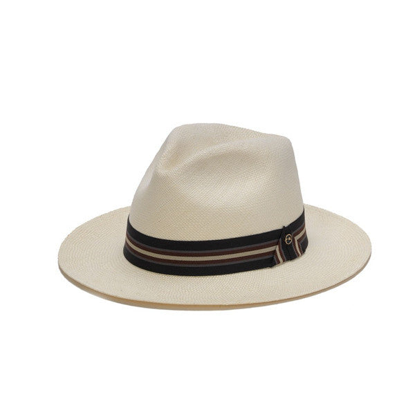 White Panama Hat with Tri-Tone Stripe | Austral Hats – Hats Unlimited