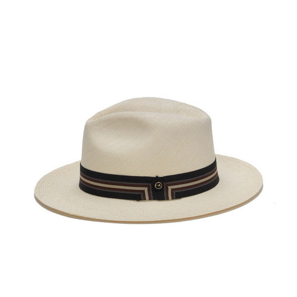 Austral Hats | White Panama Hat with Tri-Tone Stripe | Hats Unlimited