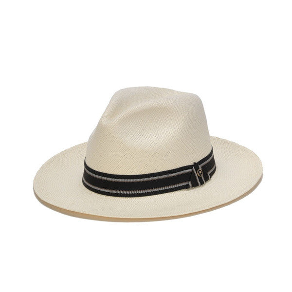 Austral Hats | White Panama Hat with Striped Black and Grey Band | Hats ...