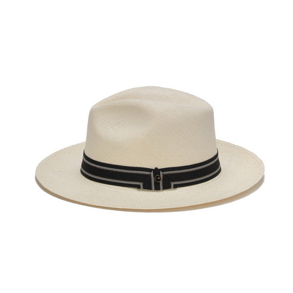 Austral Hats | White Panama Hat with Striped Black and Grey Band | Hats ...