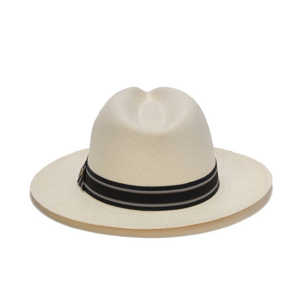 Austral Hats | White Panama Hat with Striped Black and Grey Band | Hats ...