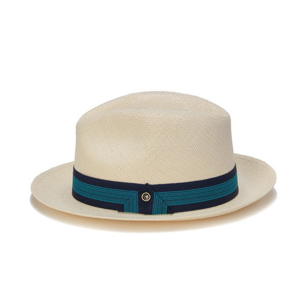 Austral Hats | White Panama Hat with Dark and Light Blue Band | Hats ...