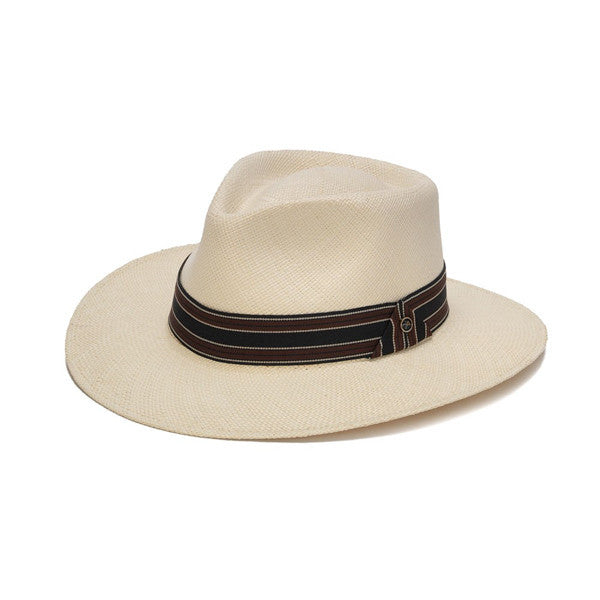 Austral Hats | White Panama Hat with Black, Brown and White Stripes ...