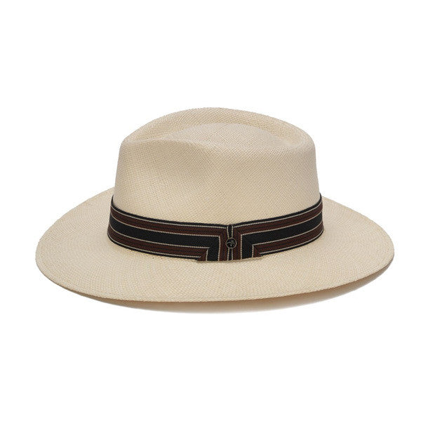 Austral Hats | White Panama Hat with Black, Brown and White Stripes ...