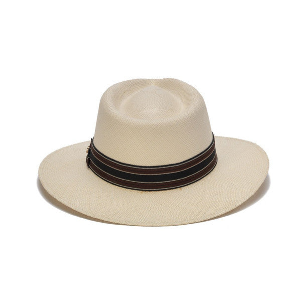 Austral Hats | White Panama Hat with Black, Brown and White Stripes ...
