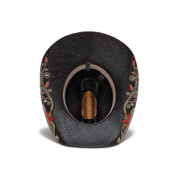 Black Cowboy Hat with Red Hibiscus Flower | Stampede Hats – Hats Unlimited