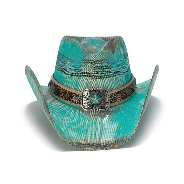 Stampede Hats | Turquoise Lone Star Western Hat with Floral Trim | Hats Unlimited