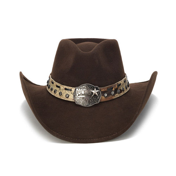 Stampede Hats | Brown Cowboy Concho Western Felt Hat | Hats Unlimited