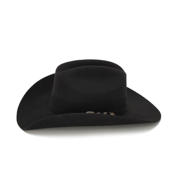 Stampede Hats | 100X Wool Felt Black Cowboy Hat with Silver Tone Buckle ...