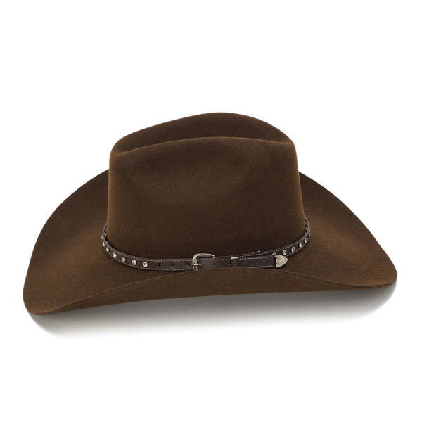 Stampede Hats | 100X Wool Felt Brown Cowboy Hat with Rhinestone Leather ...