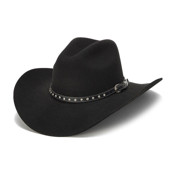 Stampede Hats | 100X Wool Felt Black Cowboy Hat with Rhinestone Leather ...