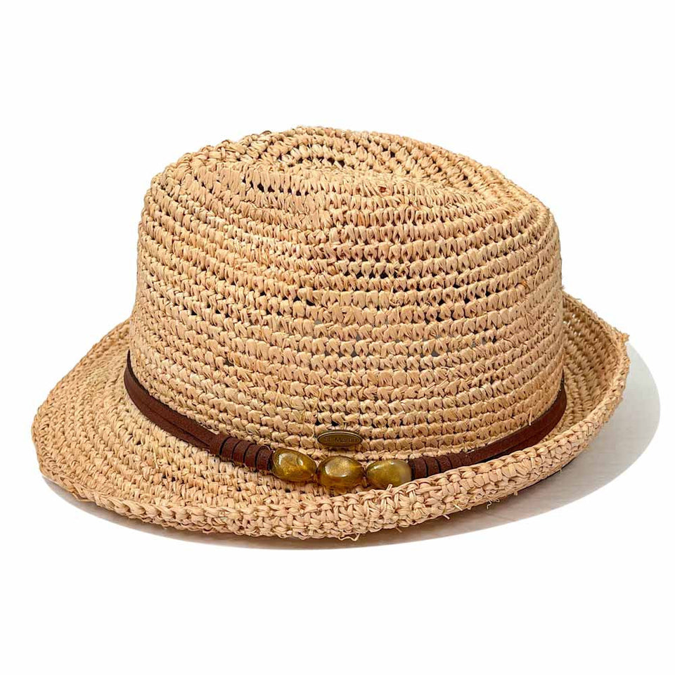 Saint Martin | Crochet Raffia Straw Fedora | Hats Unlimited