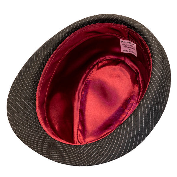 Kenny K | Black on Black Pinstripe Fedora Hat | Hats Unlimited