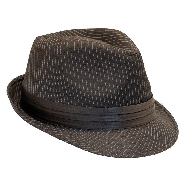 Kenny K | Black on Black Pinstripe Fedora Hat | Hats Unlimited