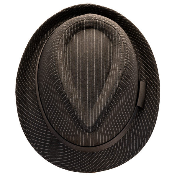 Kenny K | Black on Black Pinstripe Fedora Hat | Hats Unlimited