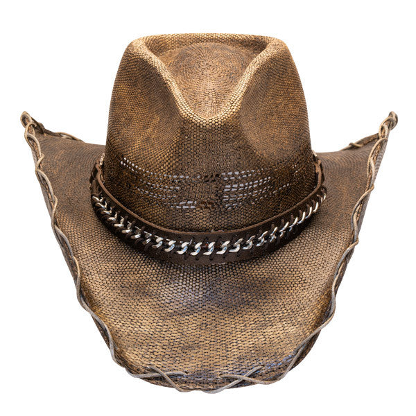 Stampede Hats | Black Stained Cowboy Hat with Chain Hat Band | Hats ...