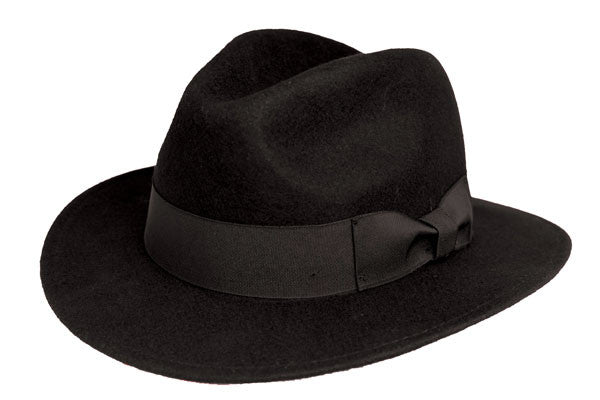 Kenny K | Black Wool Felt Safari Fedora Hat | Hats Unlimited